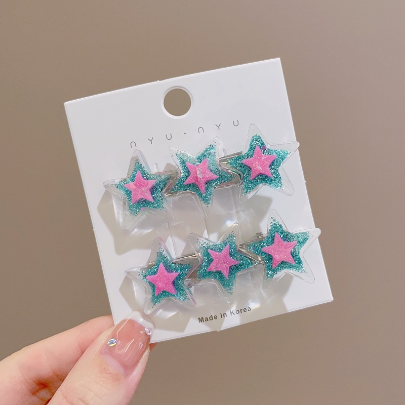 Cute Blue Pink Star Hair Clip Set | Shopee Philippines