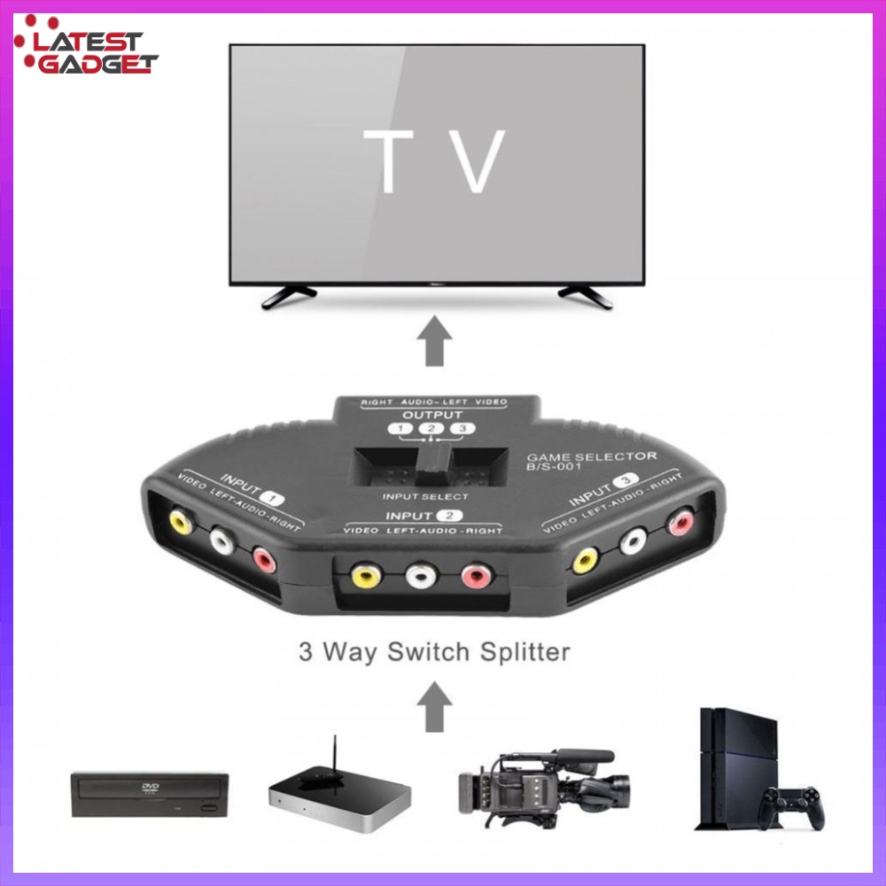 LatestGadget Optimus 3 Input Channels AV Expansion Switch Box - Black ...