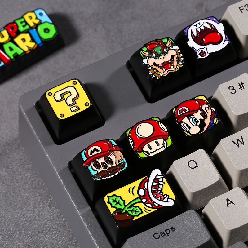 Mario Personality Cartoon Metal Keycap Zinc Magnesium Alloy Mechanical ...