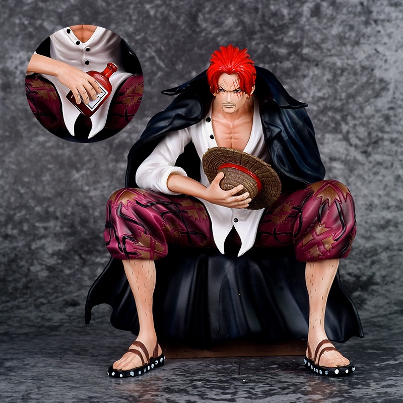Action Figures One Piece Red Haired Shanks Figure Sitting Pose Toys ...