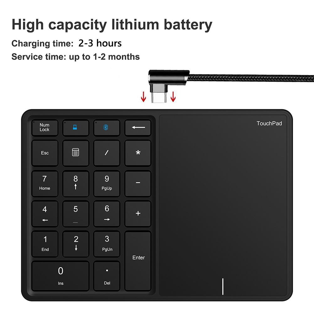 2.4G +Bluetooth Wireless Numeric Keypad with Touchpad 22 Keys Digital ...