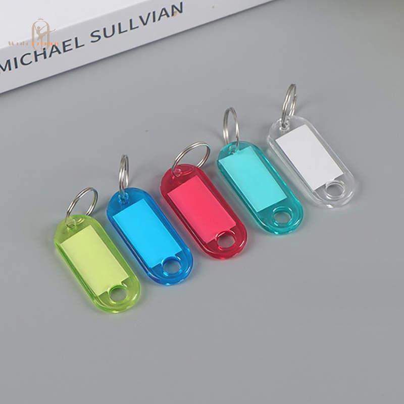 widefiling 10pcs/lot Crystal Clear Plastic Key Tag With Split Ring ...