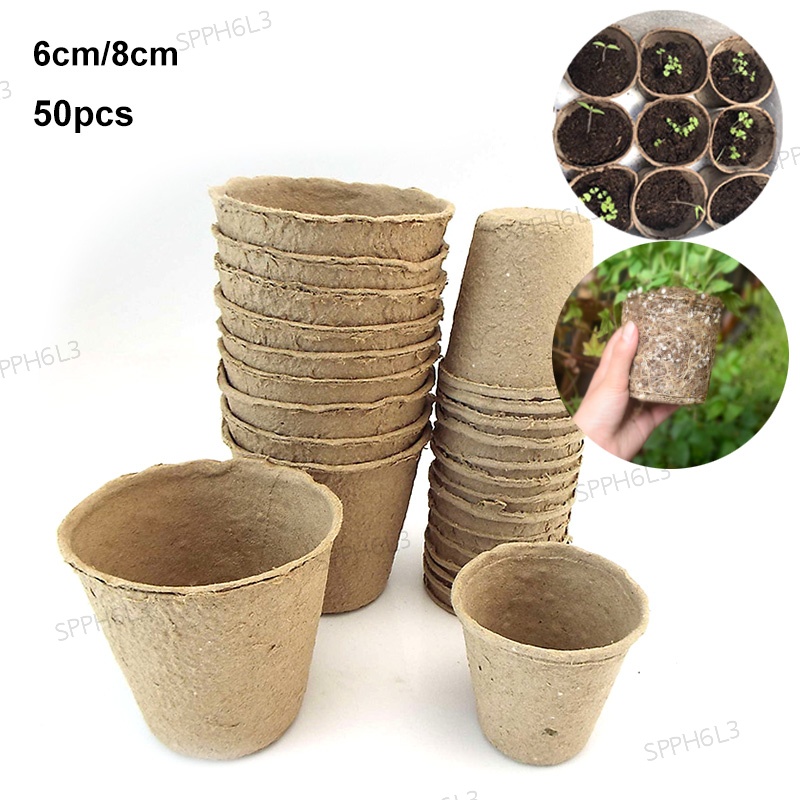 50x Plant Starter Seed Paper Grow Pot Nursery Cup growing box Tray veg ...
