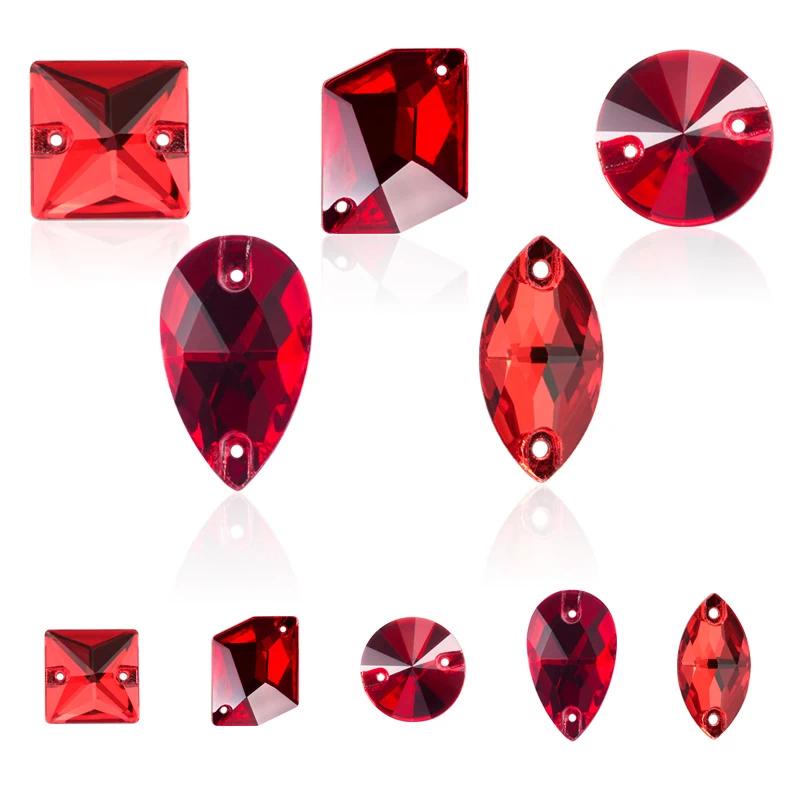 QIAO AAAAA Light Siam Crystal Glass Sewing Rhinestones Sew On Flatback ...
