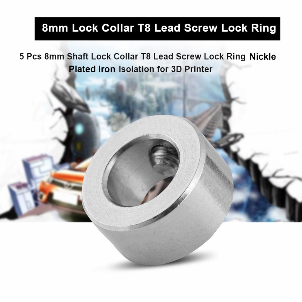 TIM 5 Pcs 8mm Shaft Lock Collar T8 Lead Screw Lock Ring Nickle Plated ...