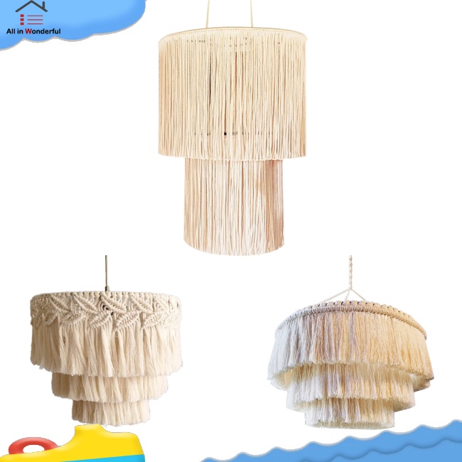 WONDER Modern Boho Hanging Lamp Shade Handmade Macrame Lamp Shade ...