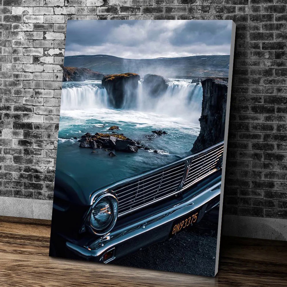 Modern Surrealism Visual Art Canvas Prints Retro Car Waterfall Posters ...