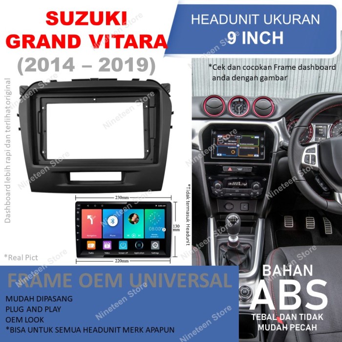 2014 Suzuki Grand Vitara Panel Frame for 9 Inch Android Head unit ...