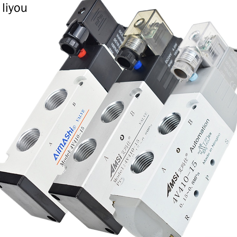 Pneumatic Solenoid Valve 4V410-15 Two-Position Five-Way 24V Cylinder Reversing Valve Air Valve ...