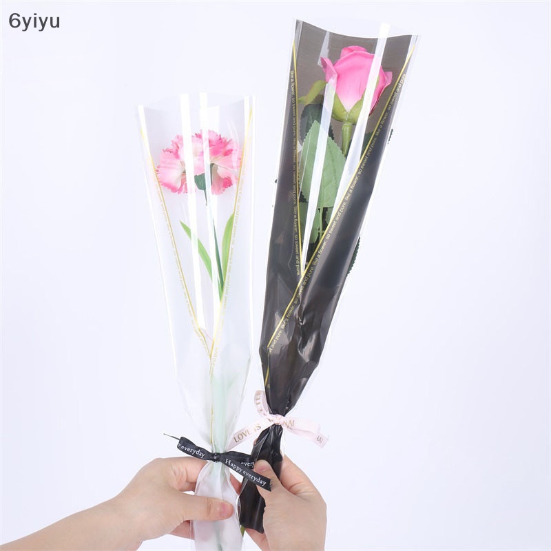 [6yiyu] 50pcs Single Rose Sleeves Flower Wrapping Bag Bouquet Packaging ...