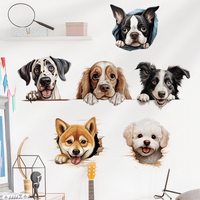[ Featured ] Waterproof Puppy Pattern Wallpaper / Funny Dogs PVC Wall ...