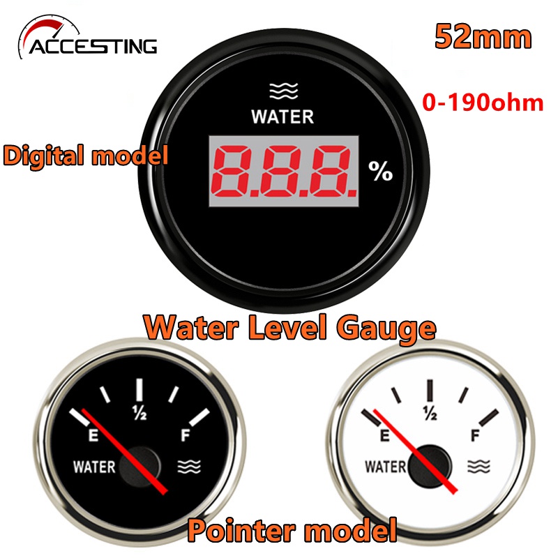 52mm 0-190 Ohm Digital Water Level Gauge Waterproof Liquid Level Water ...