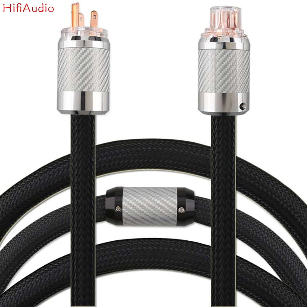 HI-End Audiophile 10AWG 7N OCC HiFi Power Cable Carbon Fibre Red Pure ...