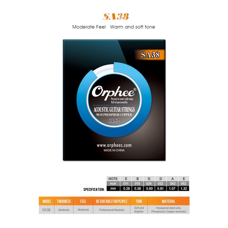 Orphee Series SA37 SA38 SA39 Acoustic Guitar Strings Set Professional ...