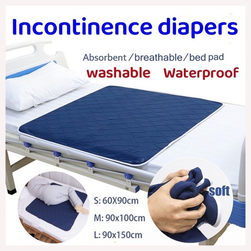 3 Sizes Adult Diaper Pad Washable Mattress Waterproof Incontinence Bed ...