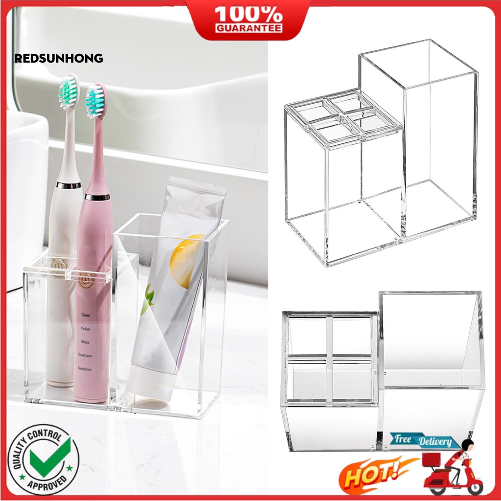 COD 1L Clear Acrylic Toothbrush Holder Organizer with Drain Holes ...