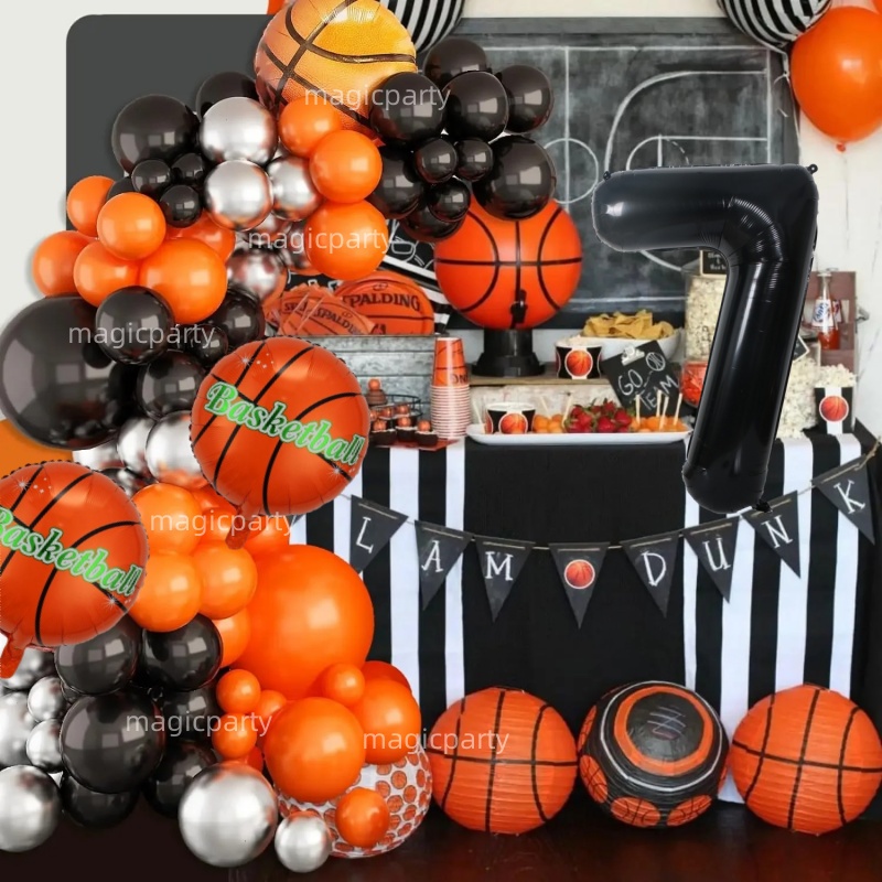 Basketball Balloon NBA Themed Black 32Inch 1-9th Number Foil Balloons ...