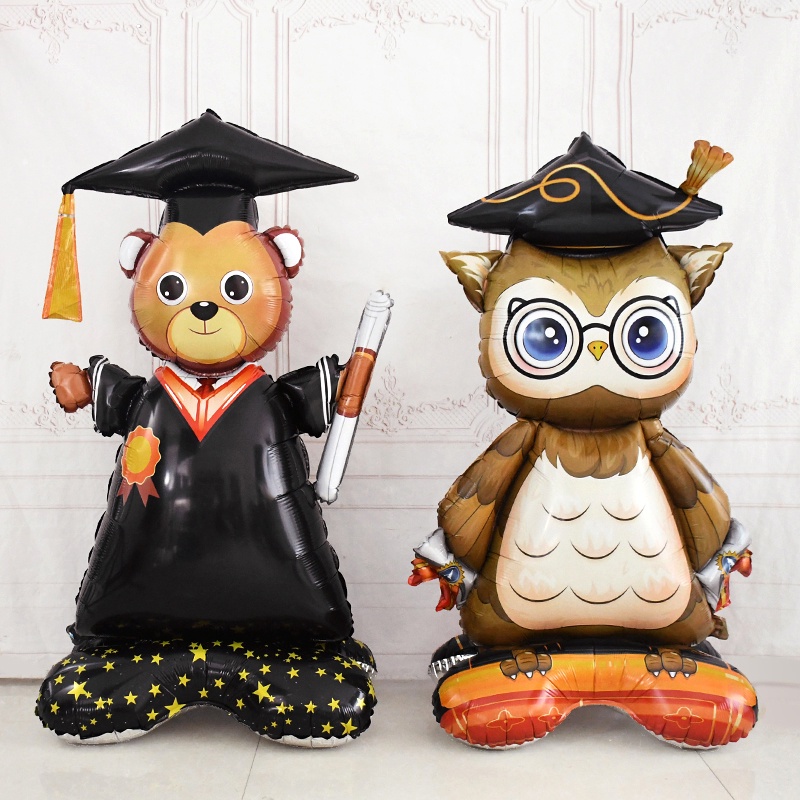 Graduation Balloon Standing Owl Globe Foil Balloon Congrats Grad School ...