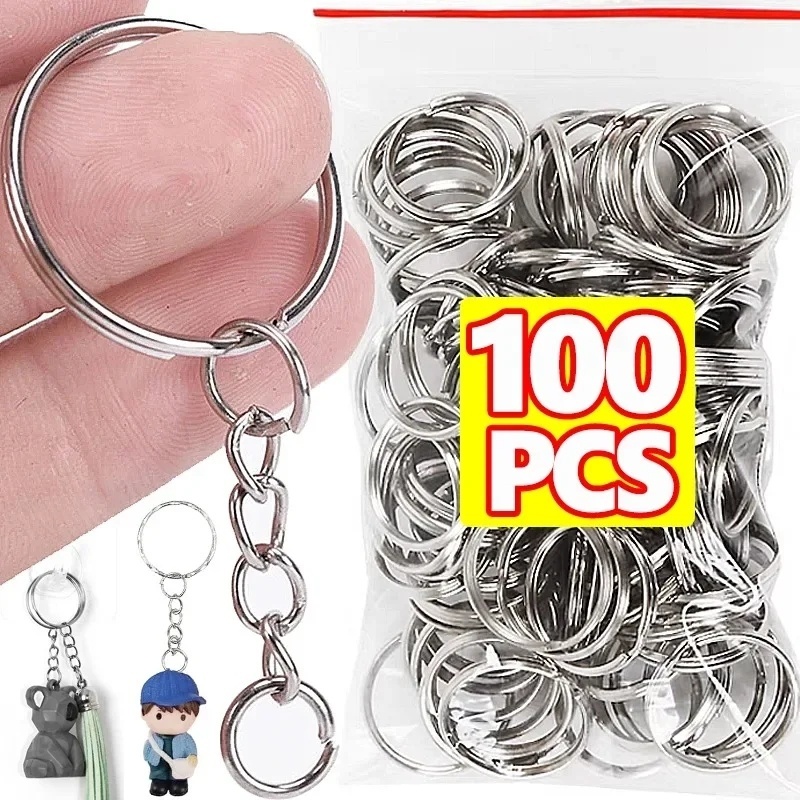 50-300Pcs 25mm DIY Jewelry Pendant Keychains/Split Ring Keyfob Keychain ...