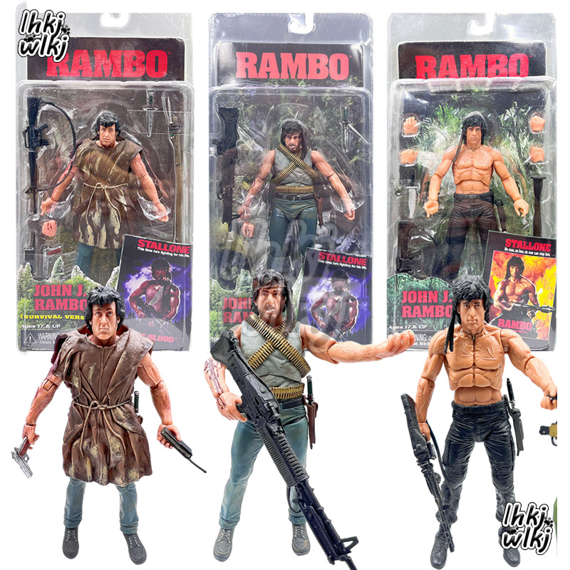 NECA First Blood Stallone Action Figure JOHN J. RAMBO Change Face ...