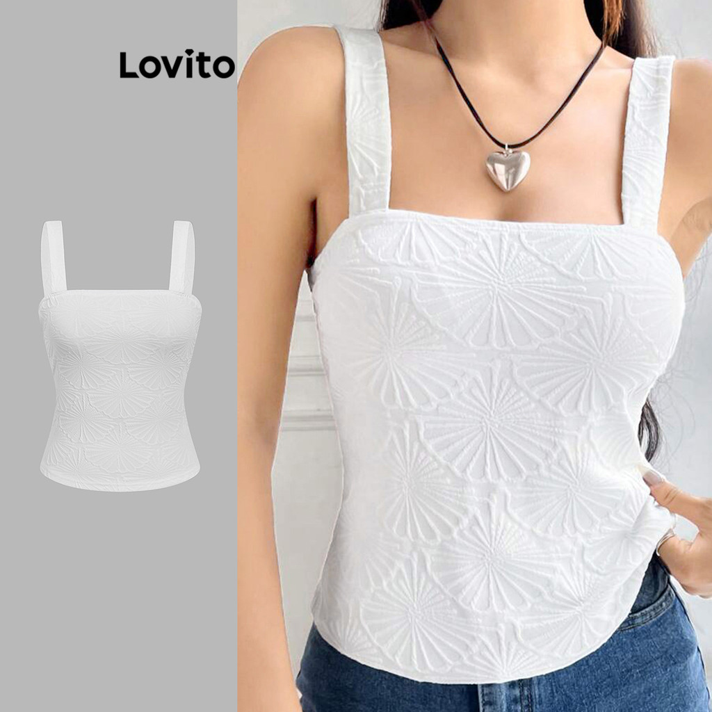 Lovito Women Casual Plain Wide Shoulder Straps Tank Top L120ED199 ...