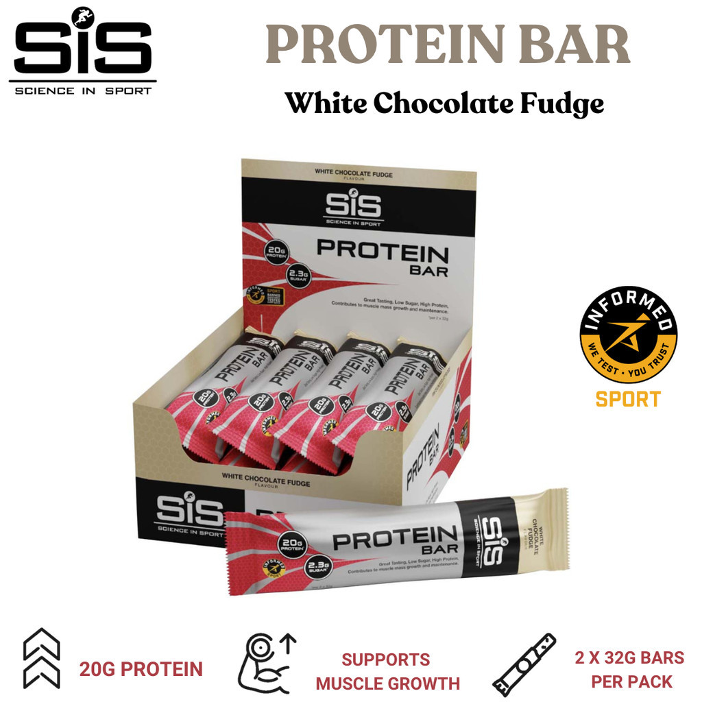 Science in sport SIS White Chocolate Fudge PROTEIN Bar 64g 20g Protein ...