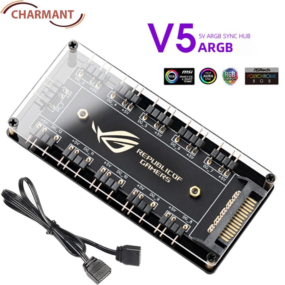 RGB Fan Hub ARGB Cable Splitter Hub Adapter Computer PC Accessories ...