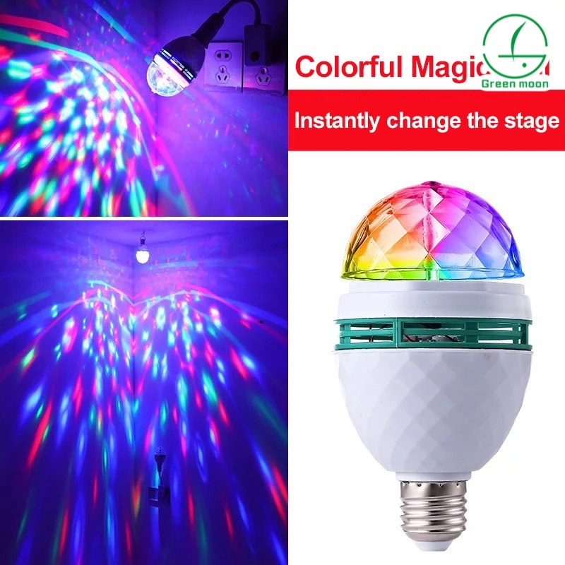 Green Moon Led Light Bulb Portable Disco Ball Rotating Lamp LED Bulb ...