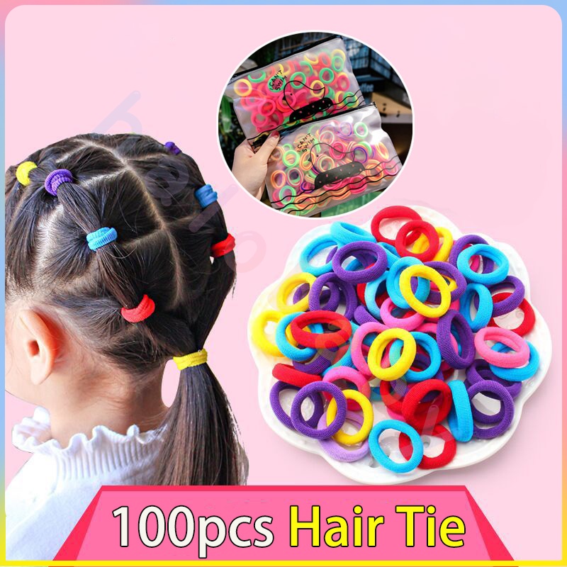 100pcs/bag of multicolor hair rubber band girl ponytail headband hair ...