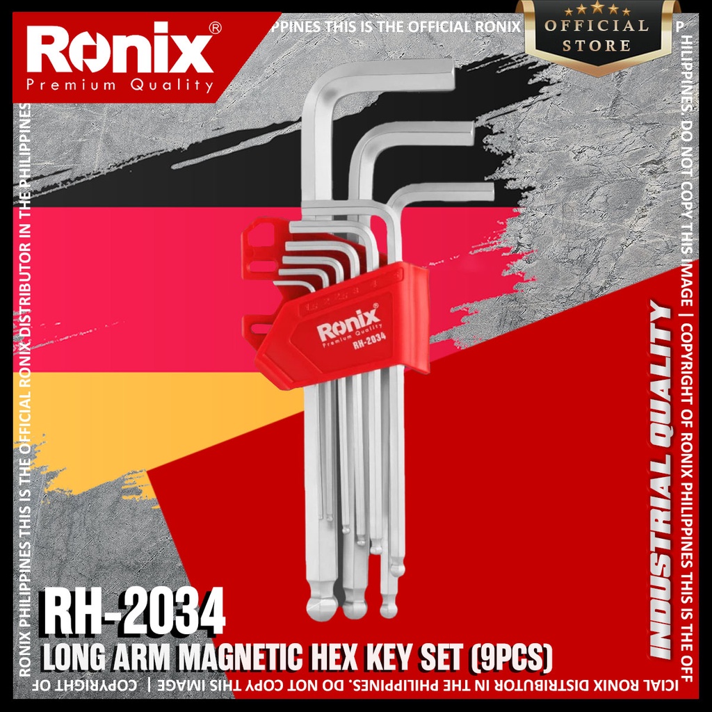 Ronix RH-2034 Long Arm Magnetic Hex Key set (9Pcs) Allen hexagon screws ...