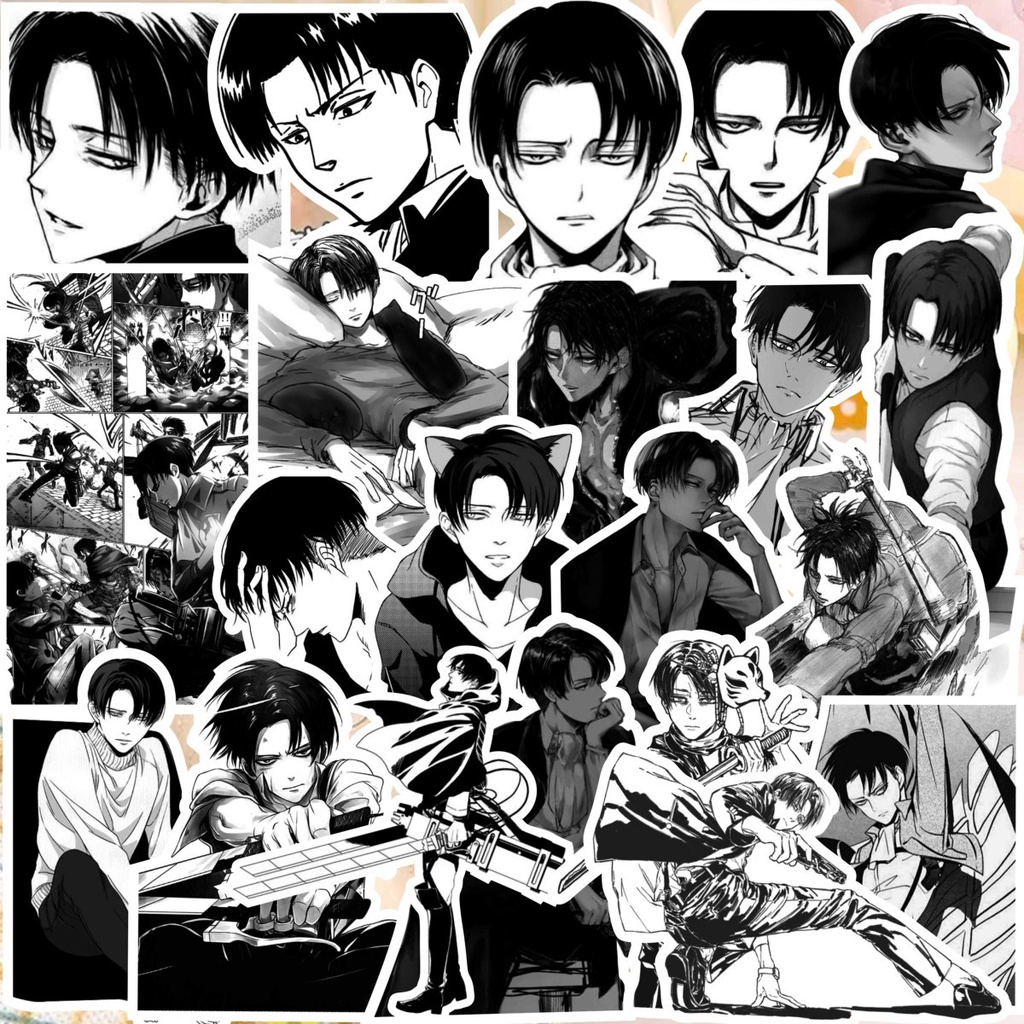 Attack on Titan Levi Ackerman Stickers Decals Black White Anime Eren ...