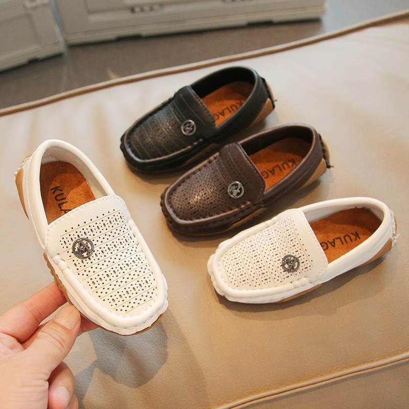 Leisure All-match Baby Girls Boys Slip-on Leather Flat Shoes Solid ...