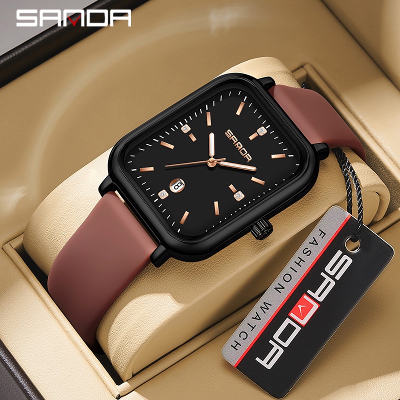Sanda Women's Elegant Casual Business Square Diamond Quartz Watch ...
