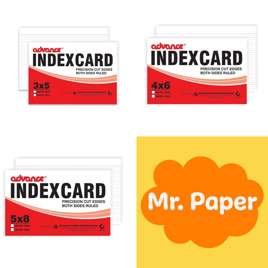 Advance Index Card 100 Sheets | Mr. Paper | Shopee Philippines