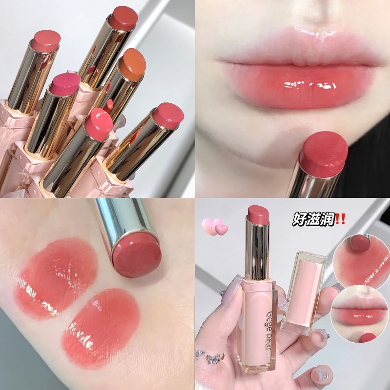 Gege Bear Water Glossy Lipstick Mirror Moisturizing Glass Lipstick ...