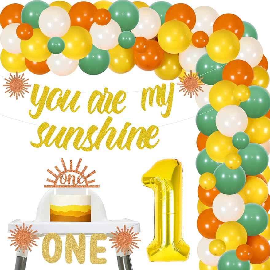CHEEREVEAL Sun First Birthday Decorations, You Are My Sunshine Balloon ...
