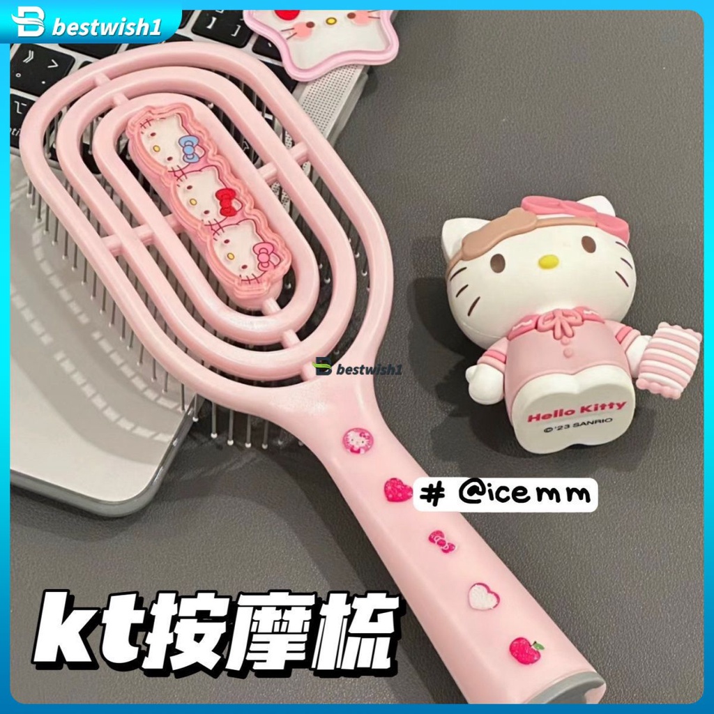 Cute Cartoon Pink Kt Cat Shaped Comb Fluffy Hello Kitty Comb Wet And ...