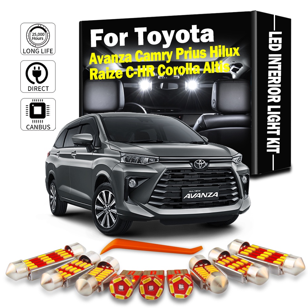 No Error LED Interior Dome Map Reading Light Bulb Kit For Toyota Avanza ...