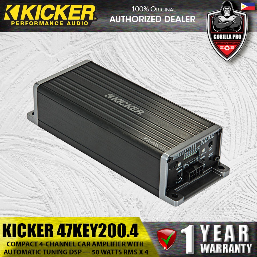 Kicker 47KEY200.4 Compact 4-channel car amplifier with automatic tuning ...