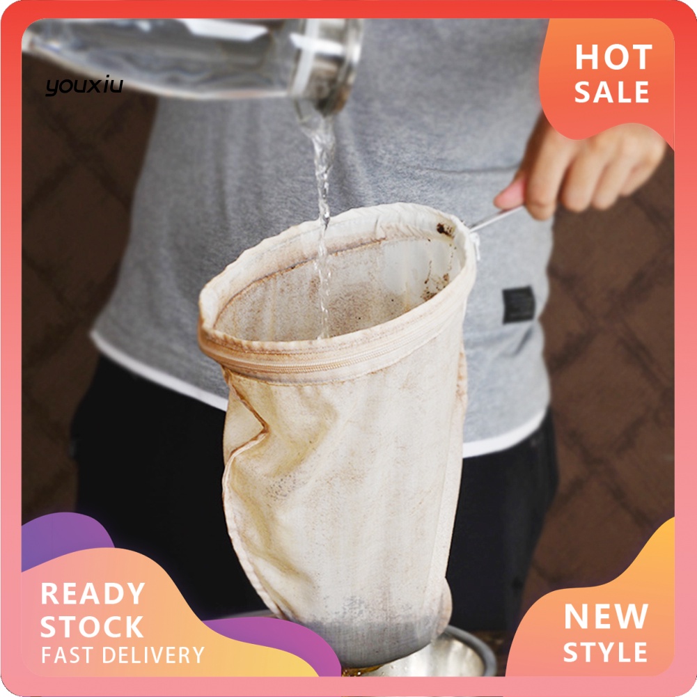YX Reusable Stainless Steel Handle Cotton Cloth Strainer Coffee Tea ...