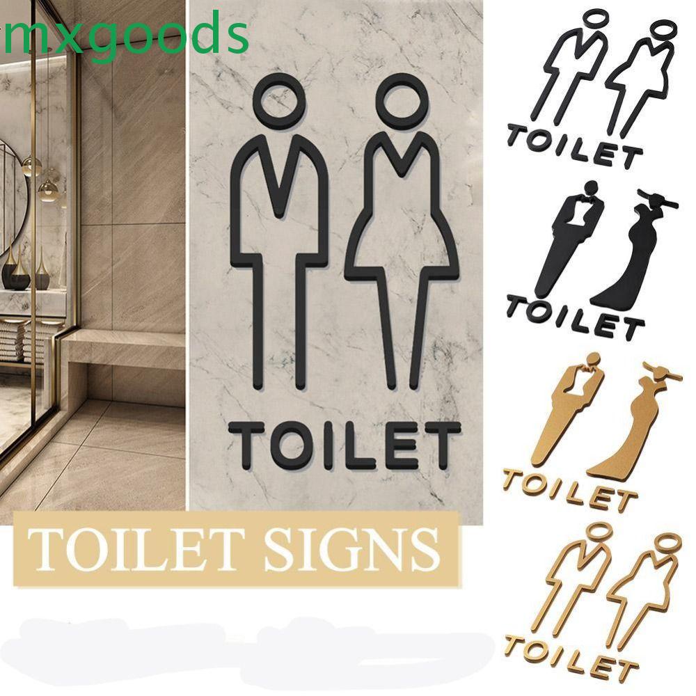 MXGOODS Men Women Toilet Signs, Acrylic 3D Wc Signage, Reminder Indicator Plaque Black Gold WC ...