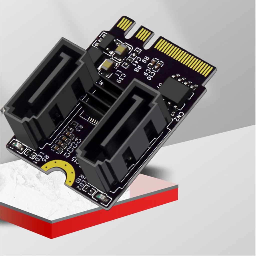 JMT M2(A+E Key) to Dual Port SATA3.0 Expansion Card PCle 3.0 KEY A+E ...