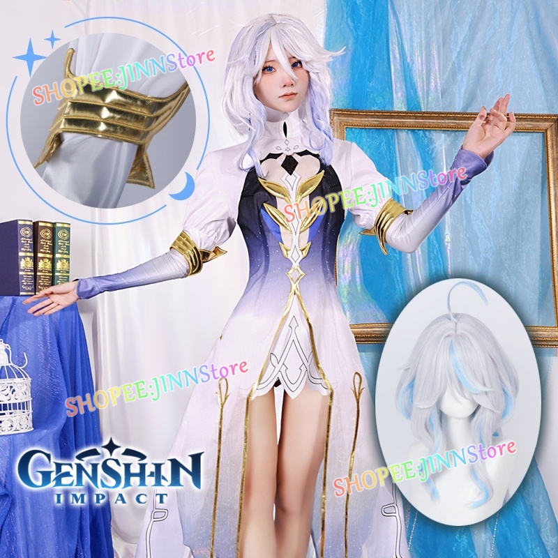 - JINN - Furina Focalors Hydro Archon Cosplay Costume+Wig Game Genshin ...