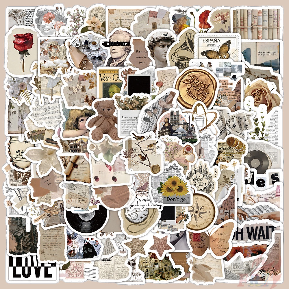 100Pcs/Set Renaissance . Retro Art Q-1 Mini Stickers DIY Fashion ...