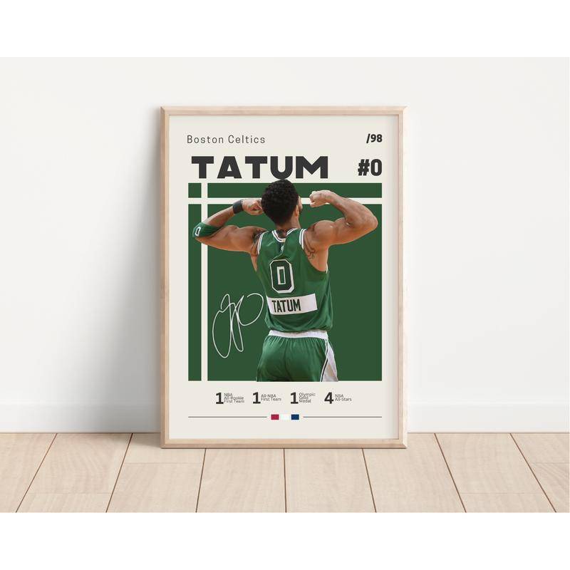 Jayson Tatum Poster, Boston Celtics ,NBA Fans, Basketball canvas Print ...