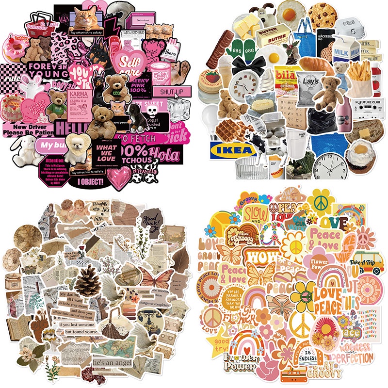 50/60/100 PCS Waterproof Sticker Retro aesthetics Sticker Set Gift for ...
