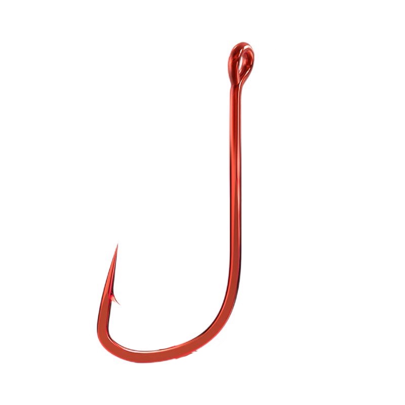 100pcs/bag Ringed Red Fishing Hooks with eye Live-Bait Hook High Carbon ...