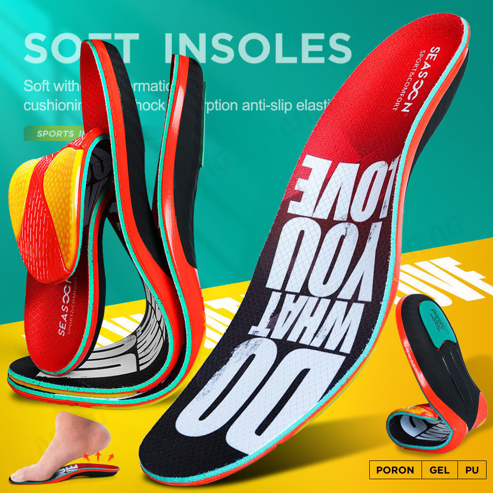 Shock absorption shoe Insert Sports shoe Insoles Poron+PU+mesh+Gel cushion Heel protection shoes ...