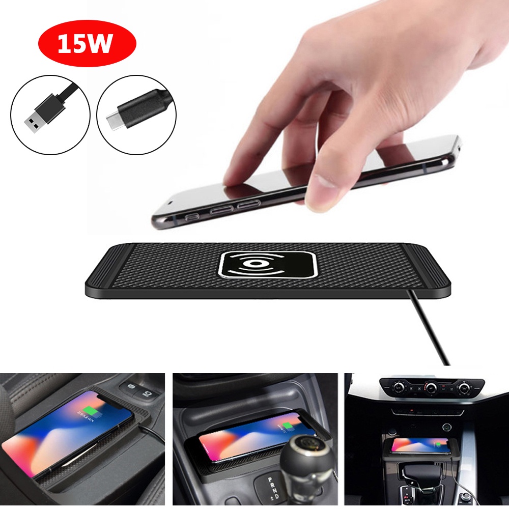 Car Wireless Charger Mat for iPhone 14 13 12 Pro Max Samsung Silicone ...