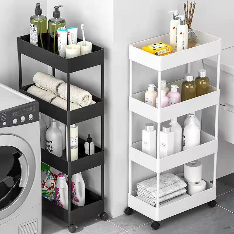4 Layer Moving Rack Kitchen Storage Shelf Wall Cabinets Home Bedroom ...